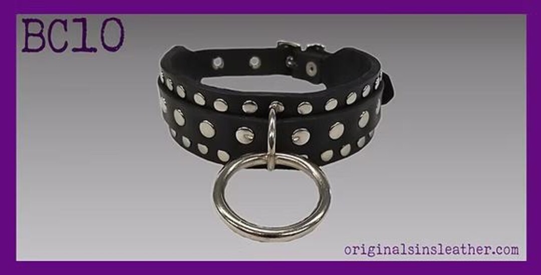 One Ring Rivet Collar With Rivet Border (BC10) - Etsy
