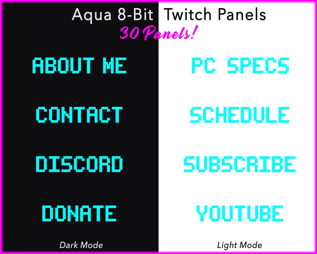 Aqua 8-bit Panels Retro Twitch Panel Pack - Etsy
