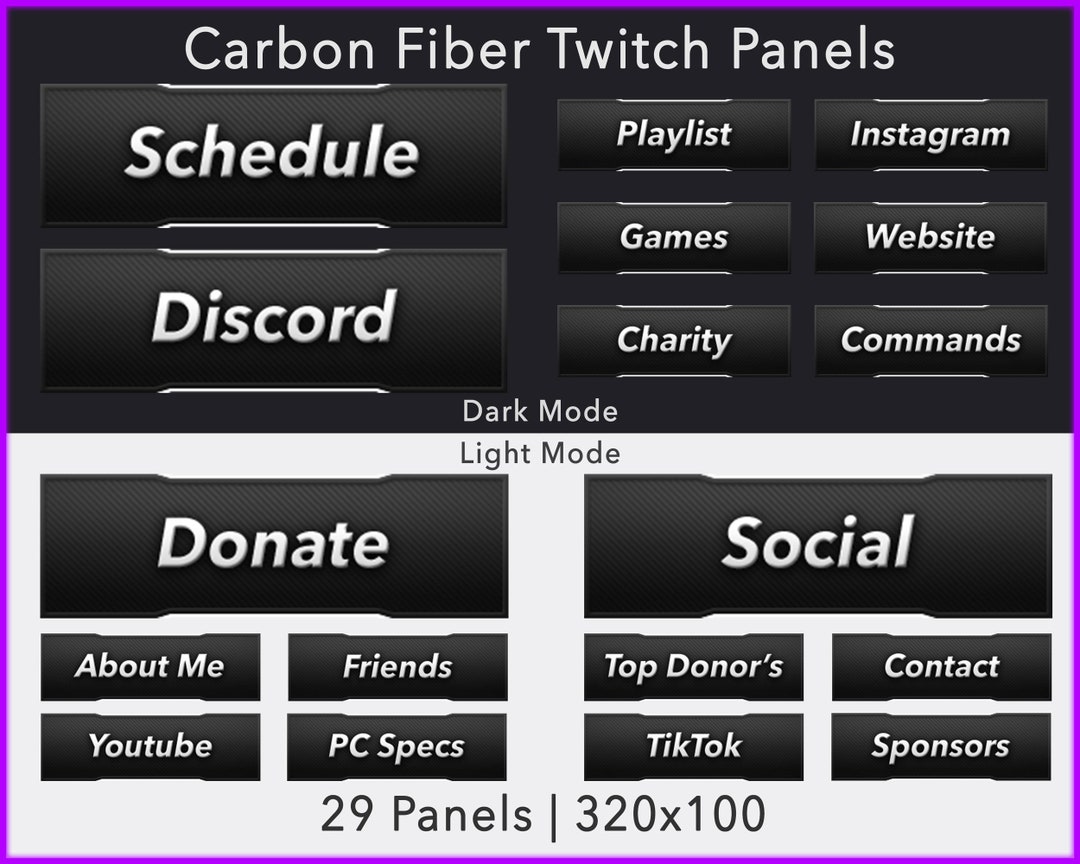 Carbon Fiber Panels | Twitch Panel Pack - Etsy