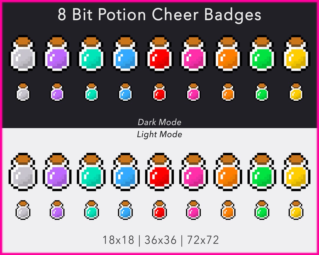 8 Bit Potions | Twitch Cheer Badges - Etsy