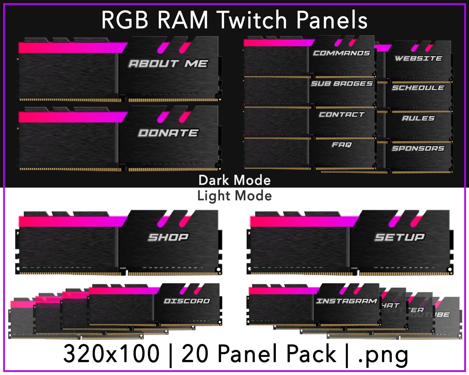 RGB Panels | Twitch Panel Pack - Etsy