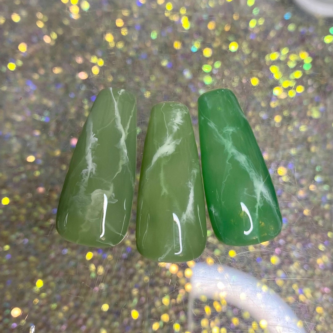 Jadeite | Jade Marble Press on Nails - Etsy
