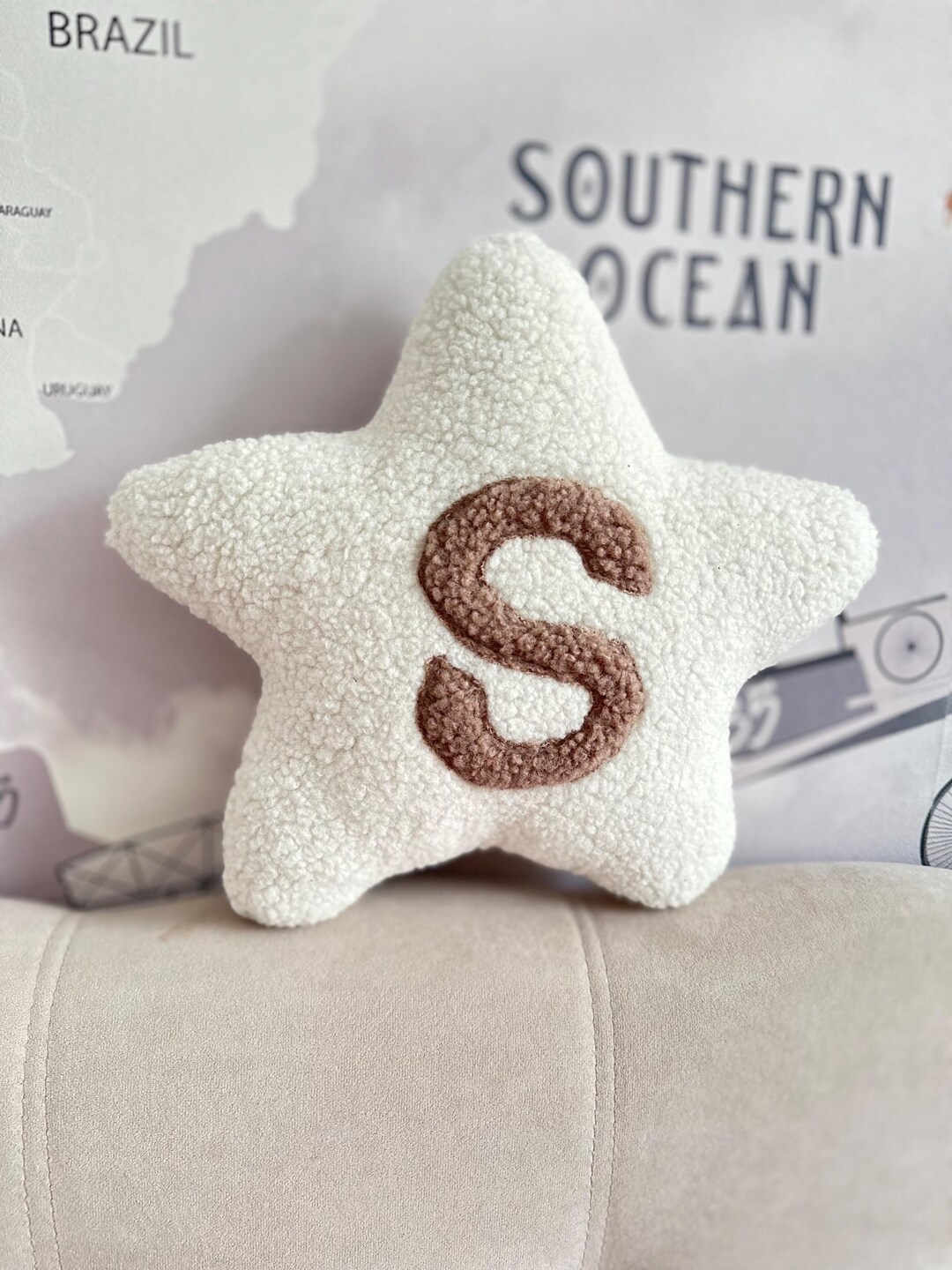 Personalized Star Pillow With Letter, Soft Plush Decorative Cushion for ...