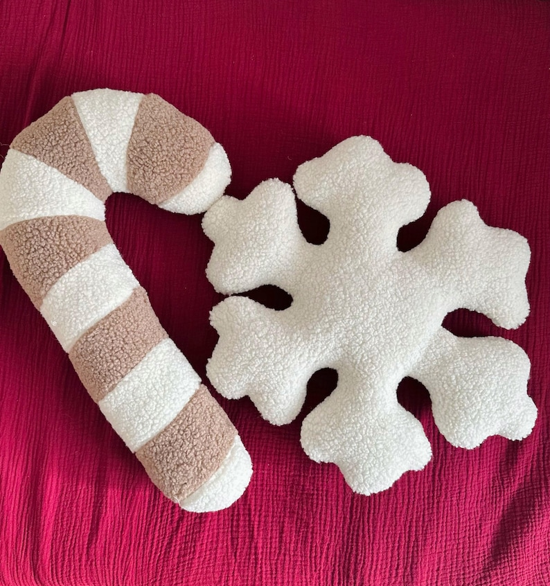Festive Snowflake & Candy Cane Pillow Set - Christmas Sherpa Decor ...