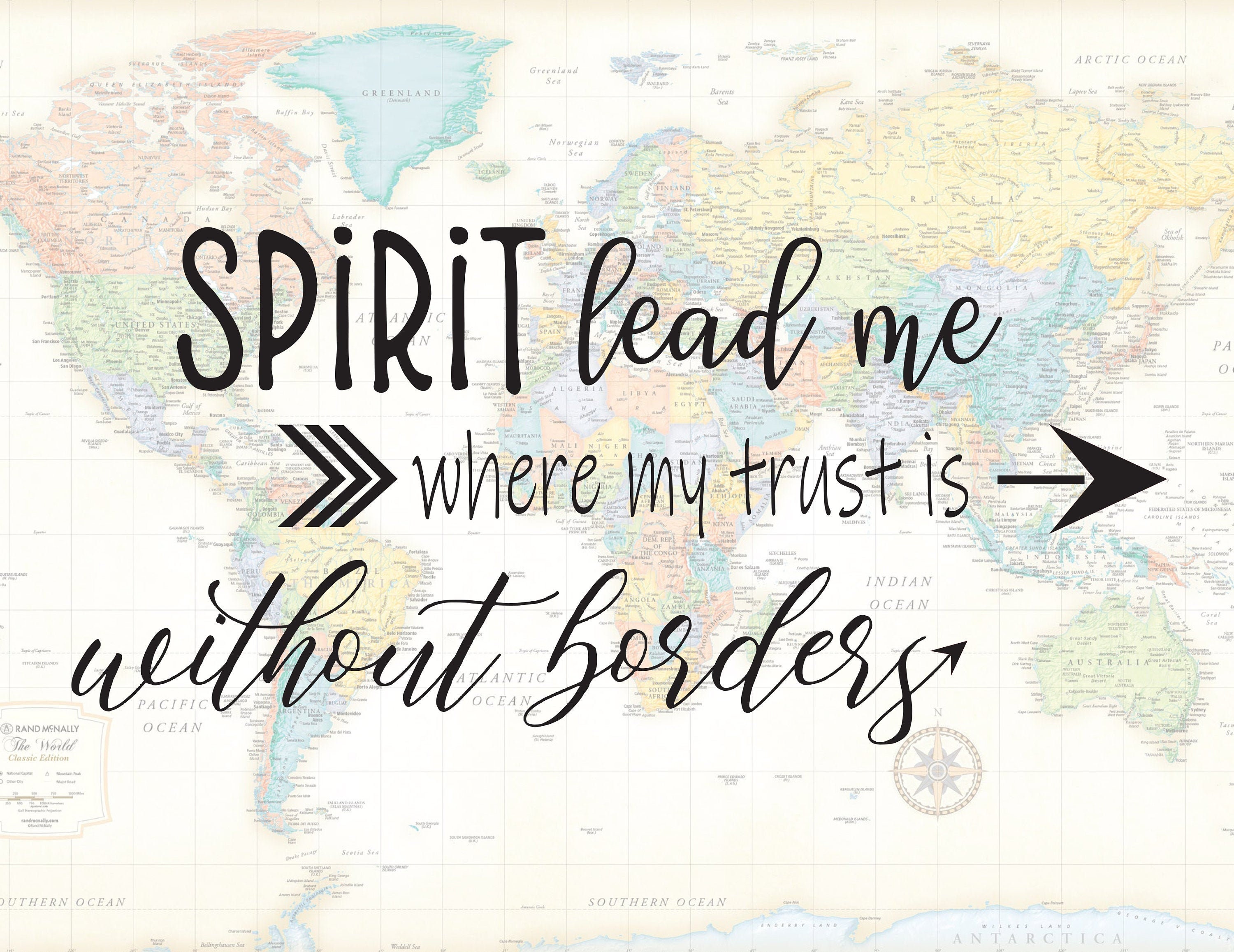 11" X 8.5" Size UNFRAMED Map - Spirit Lead Me Song - Digital Print ...