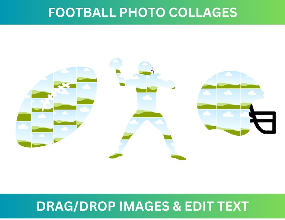 Canva Football Photo Templates: 9 Variations - Digital Prints - Etsy