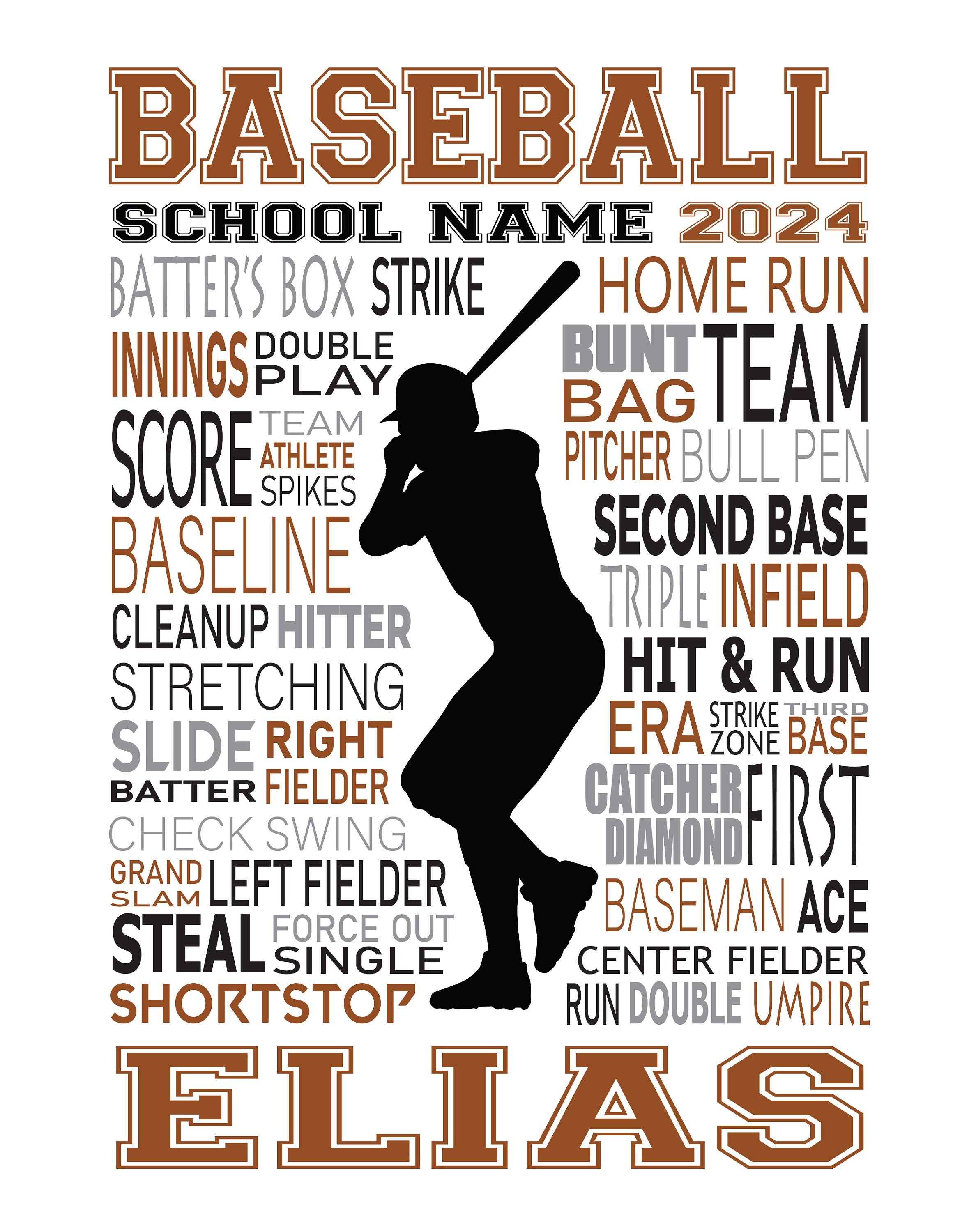 Personalized Baseball Poster Male: DIGITAL FILE - Etsy