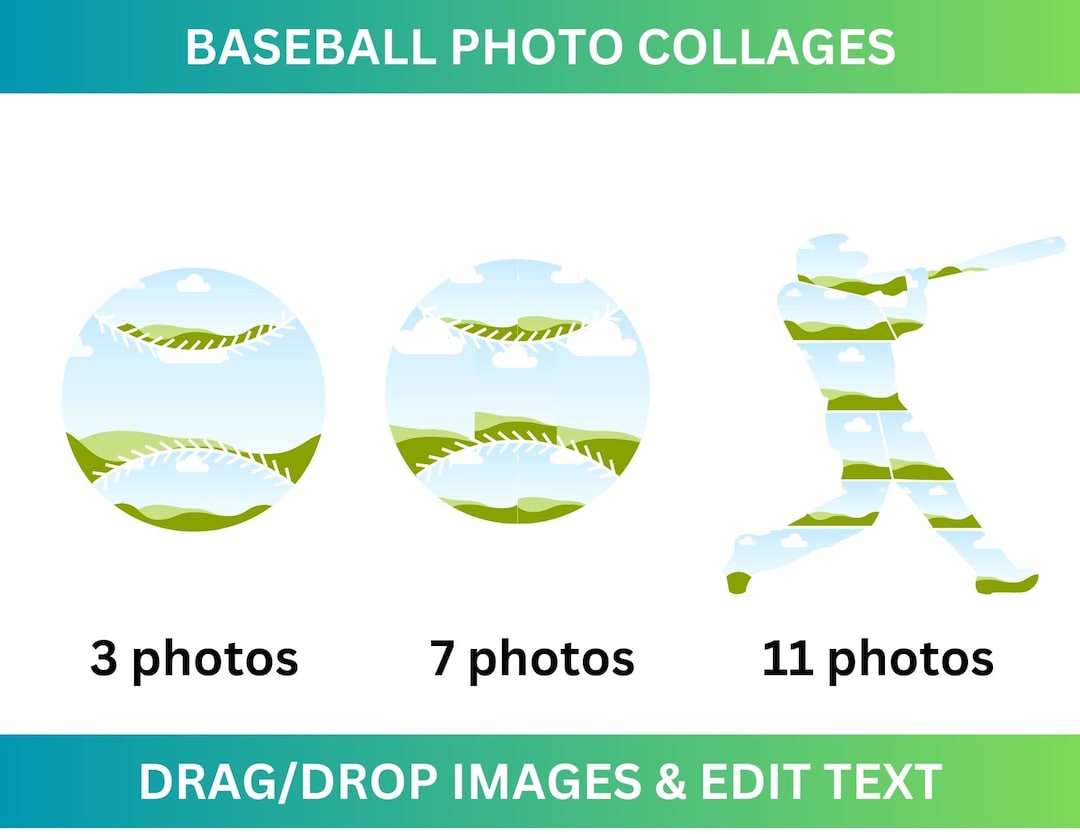 Canva Baseball Photo Templates: 9 Variations Digital Prints - Etsy