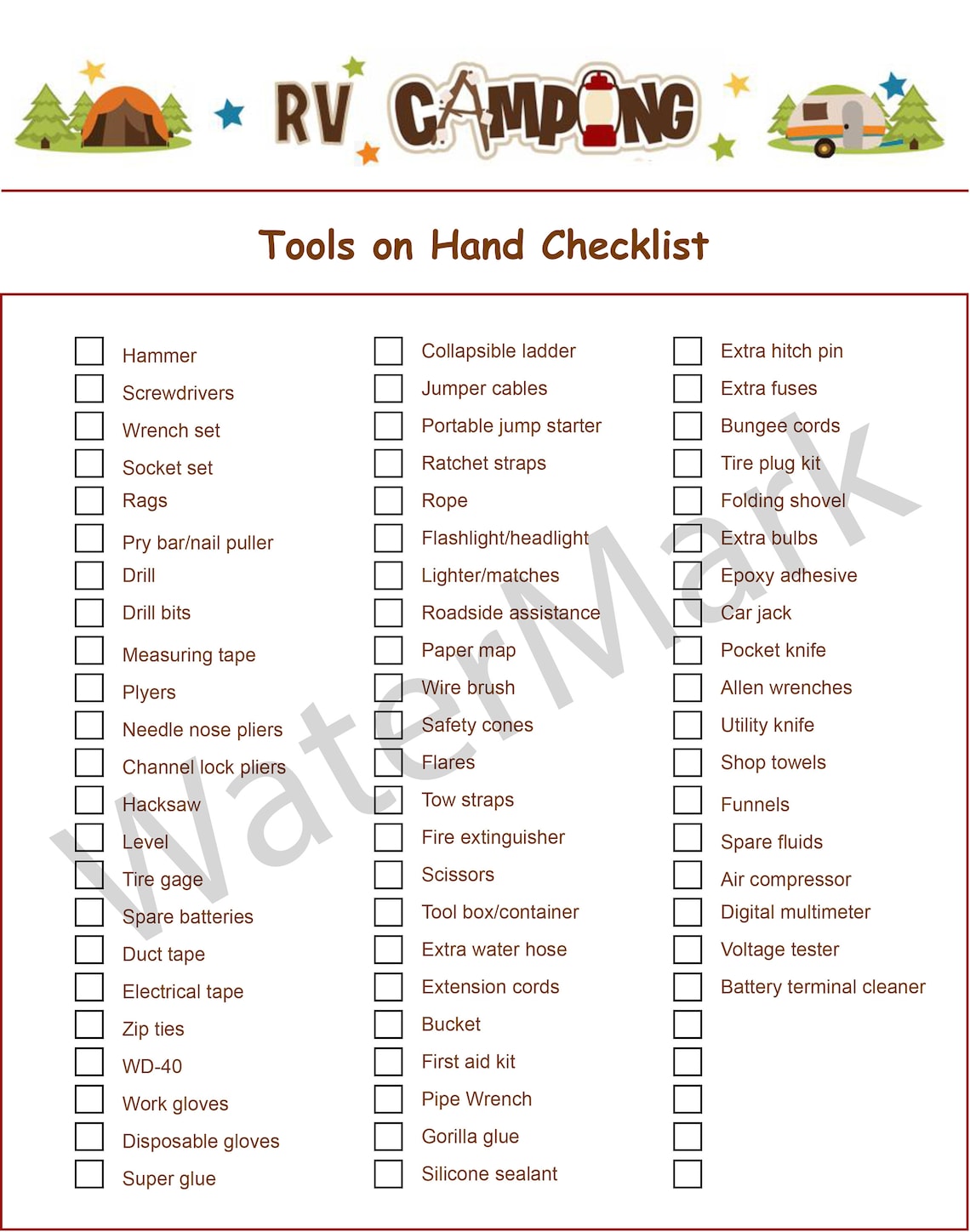 Ultimate RV Camping Checklist Bundle - Digital Prints - Etsy