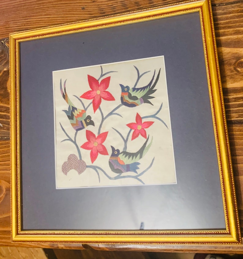 Set of 4 Jacobean Embroidery Birds Crewelwork, Stitchery, Framed - Etsy ...