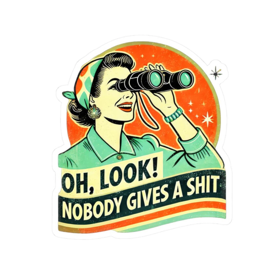 Retro Binoculars Sticker | Humorous Vinyl Decal for Laptop or Water ...