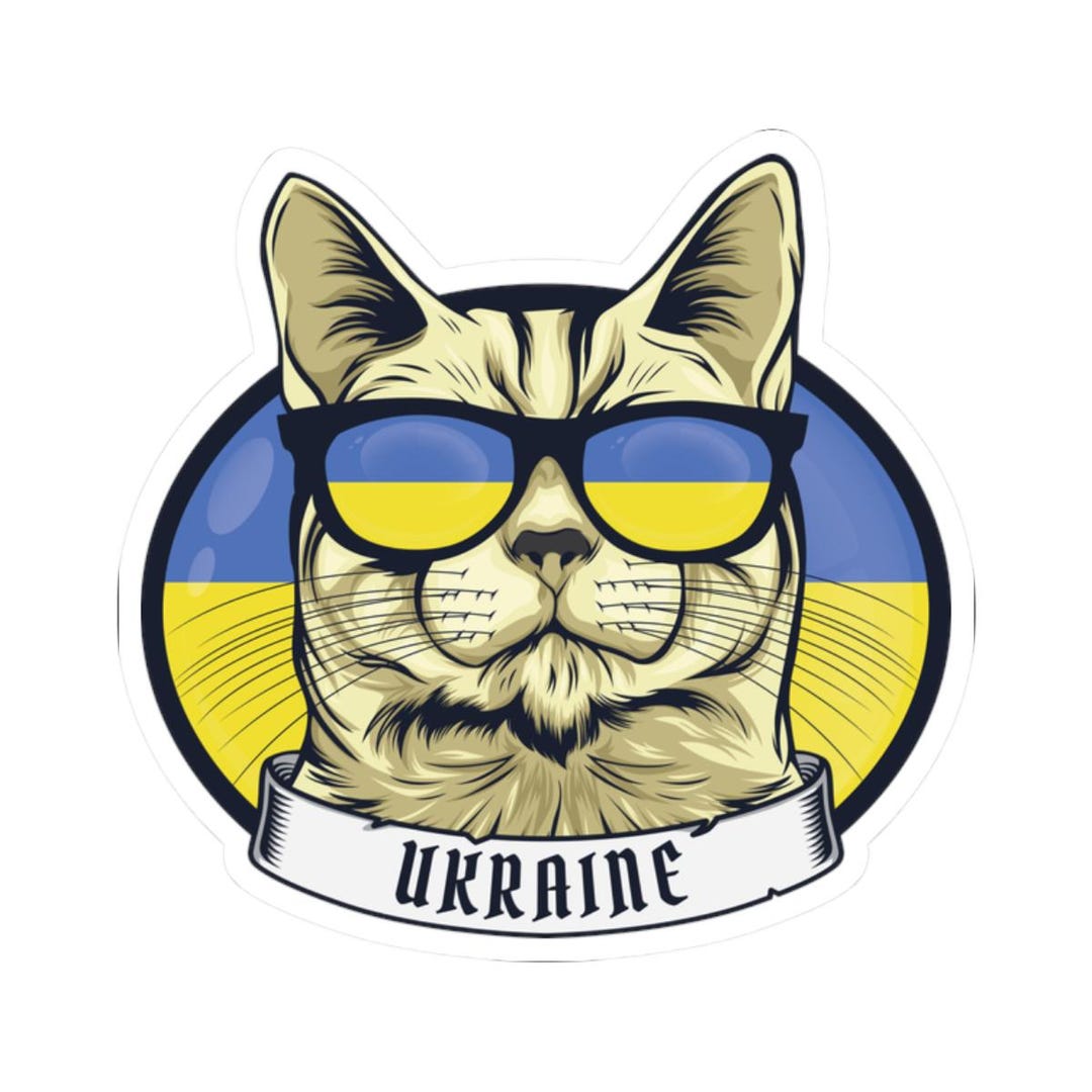 Chic Ukraine Cat Sticker for Laptop, Cat Lovers Gift, Decorative Vinyl ...