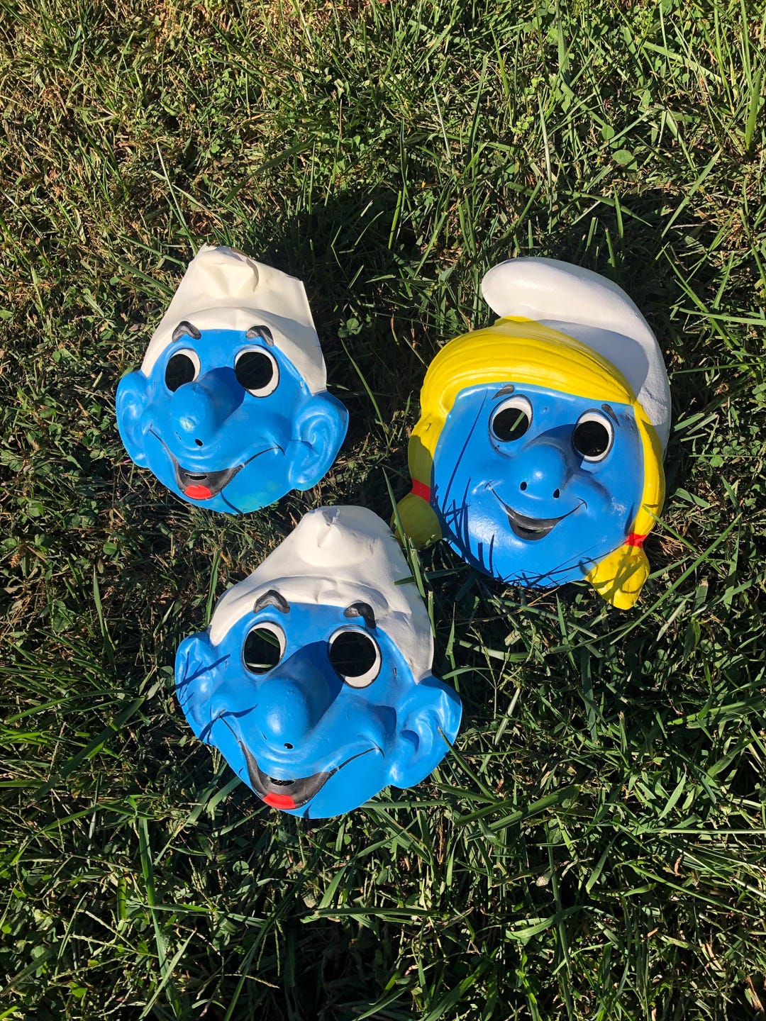 1982 Vintage Smurf and Smurfette Masks Set of 3 Like New Halloween ...