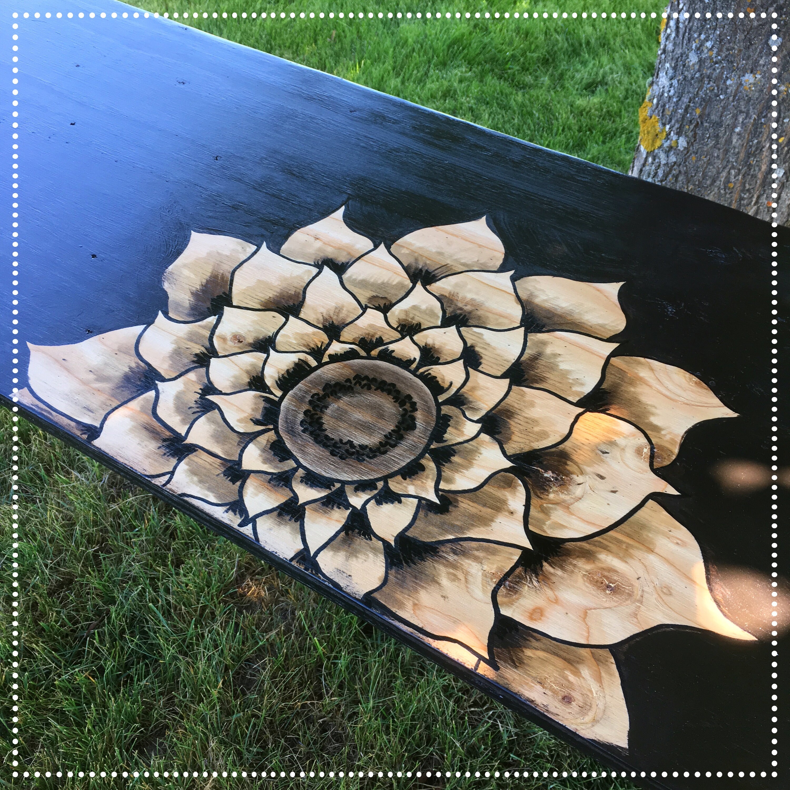 Vintage Styled Hand Painted Sunflower Entry Bench With Steel Hairpin ...