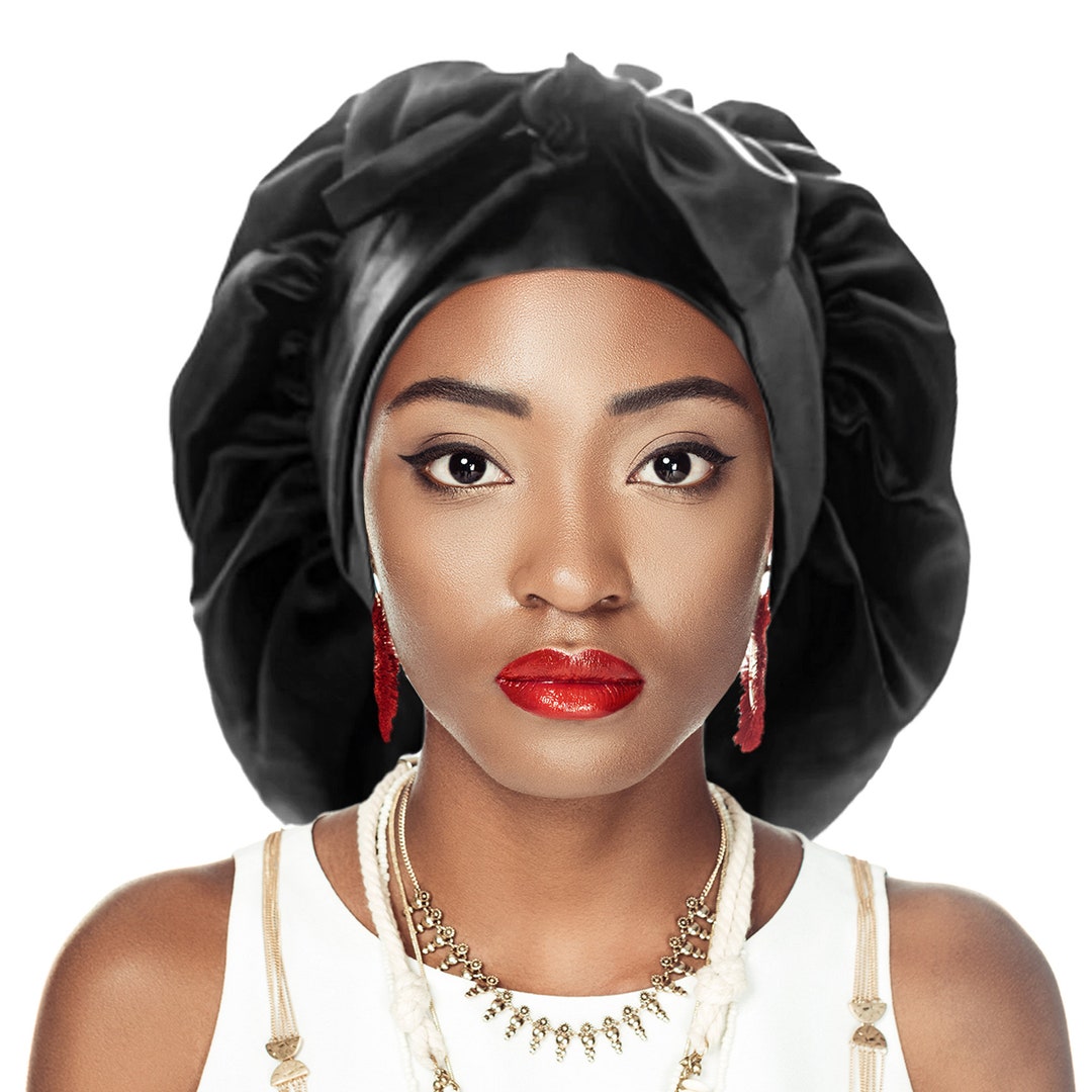 One Colour Double Layer Bonnet Satin Non Slip® Tie Night Sleep Scarf ...