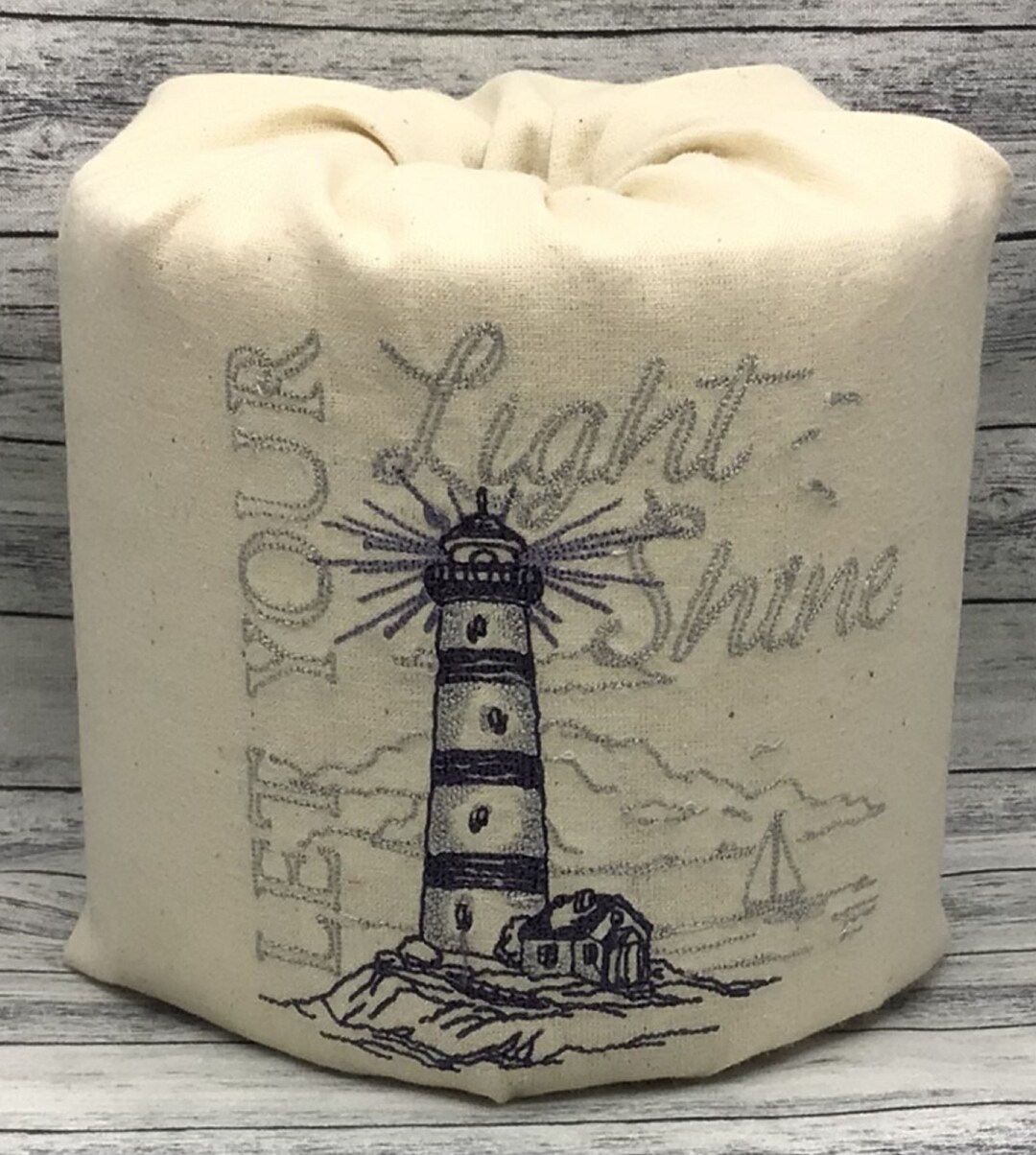 Seaside Lighthouse Embroidered Decorative Toilet Paper Cover -gray on ...