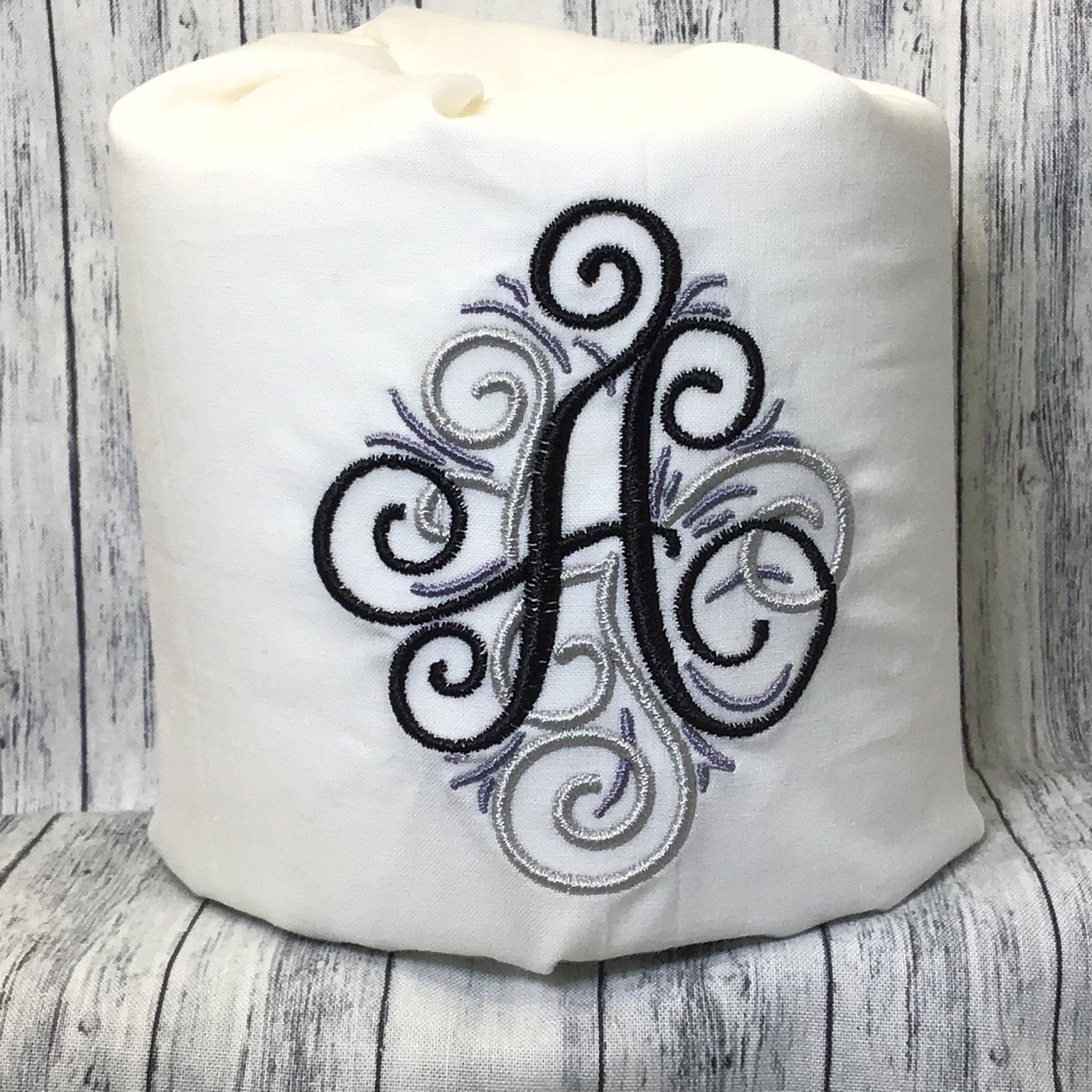Personalized Scroll Letter Embroidered Decorative Toilet Paper Cover ...