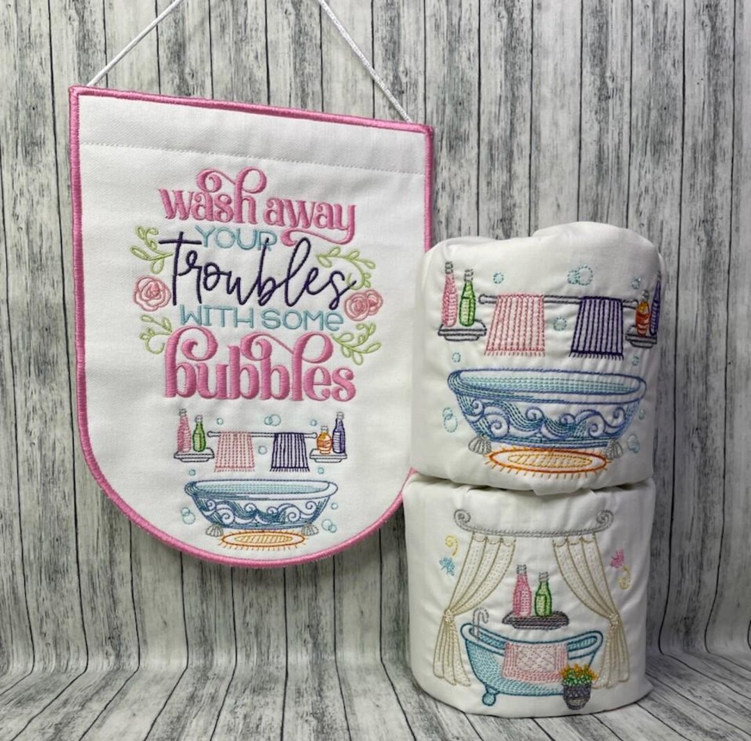 Bubble Bath Bathroom Banner and Toilet Paper Wraps. Great Bathroom Gift ...