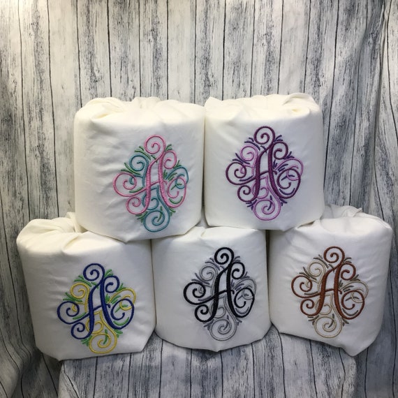 Personalized Scroll Letter Embroidered Decorative Toilet Paper - Etsy