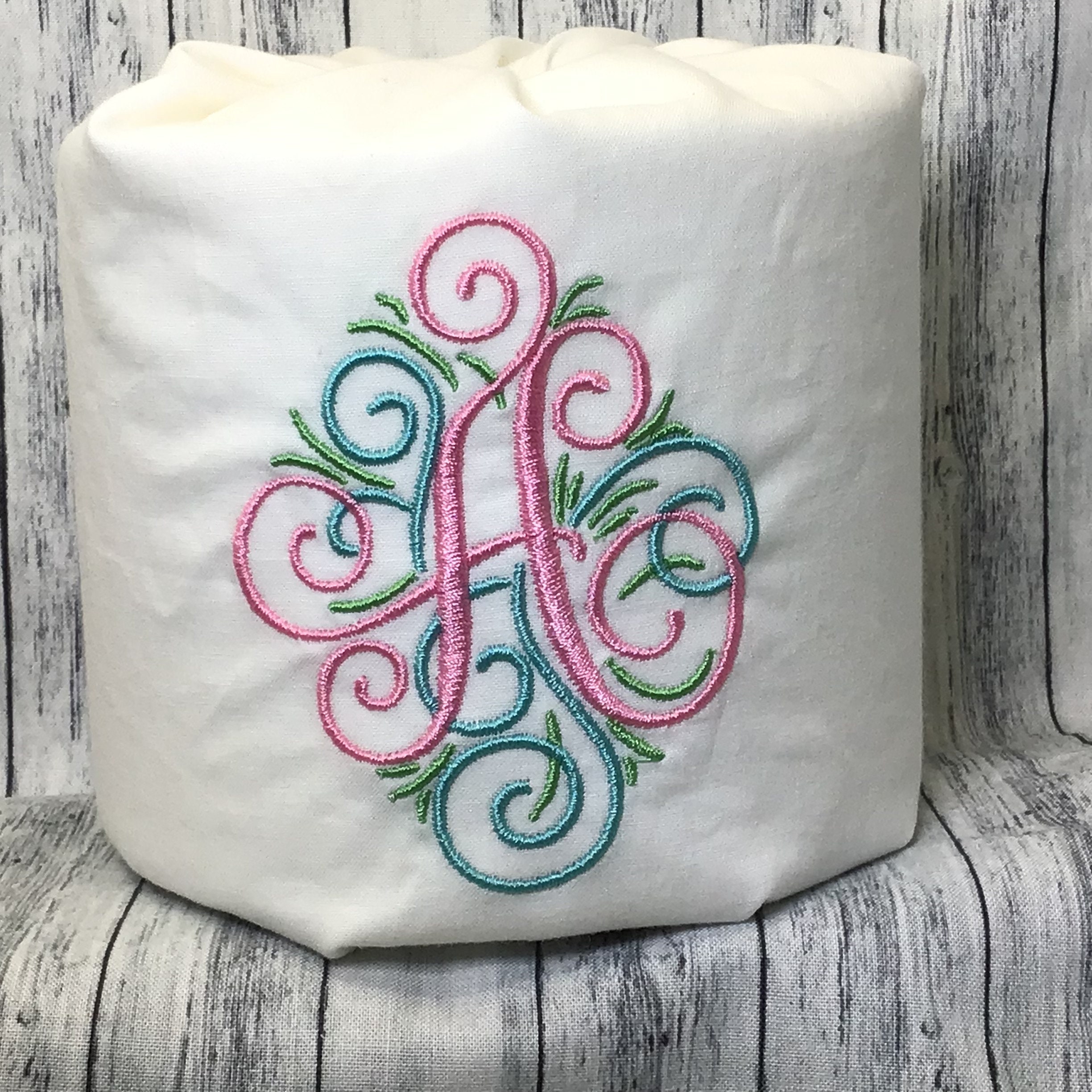 Personalized Scroll Letter Embroidered Decorative Toilet Paper Cover ...