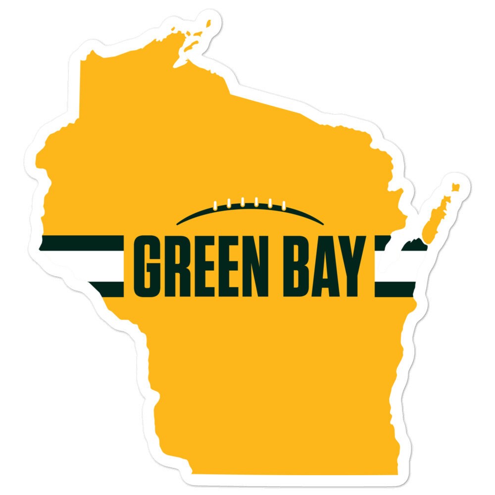 Green Bay Football Wisconsin Outline Sticker Yellow Design | Etsy