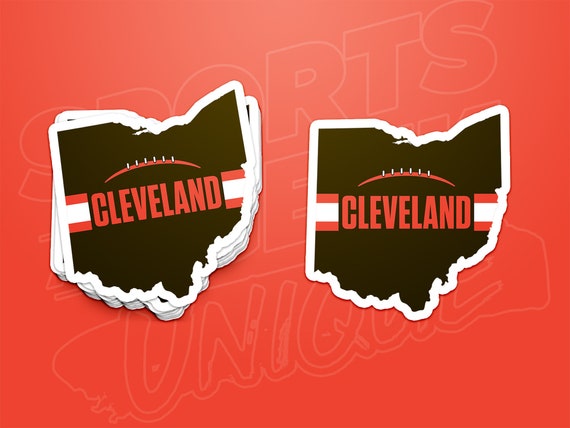 Cleveland Football Ohio Outline Sticker brown Design - Etsy