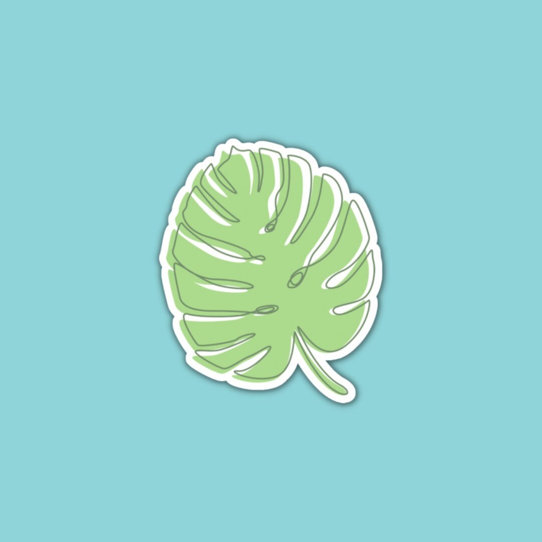 Monstera Leaf Waterproof Sticker, Funny Plant Parent Gift - Etsy
