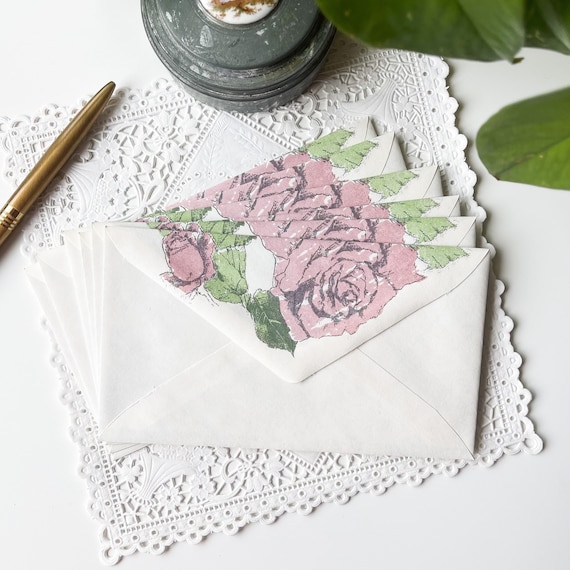 6 Vintage Roses by Stuart Hall Envelopes Vintage Envelopes - Etsy