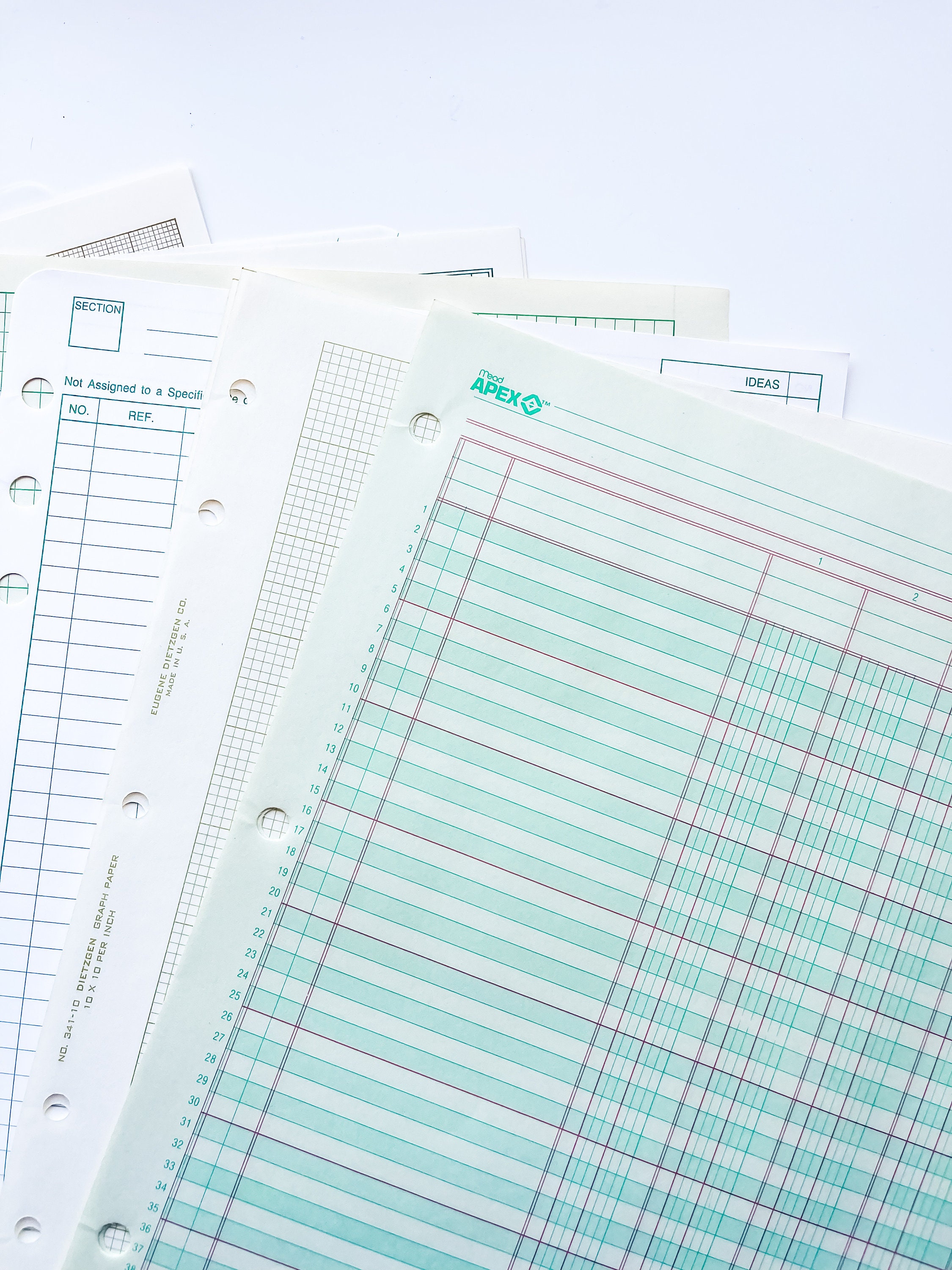 20 Piece Full Sheet Graph Paper Variety Pack - Vintage Paper Variety ...