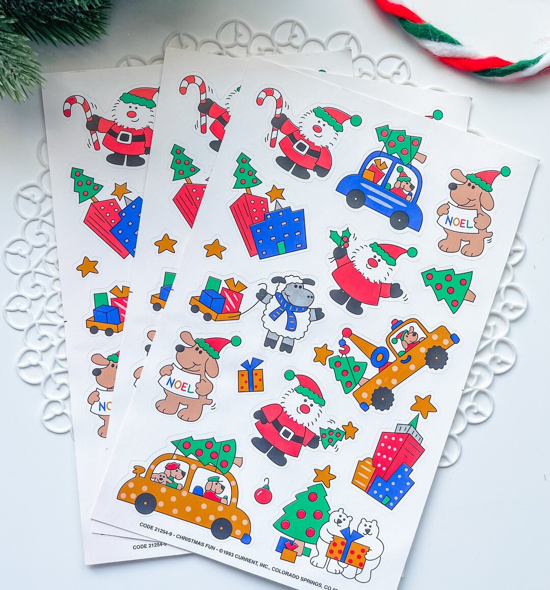 3 - Vintage Current "christmas Fun" Sticker Sheets - Code 21254-9 ...