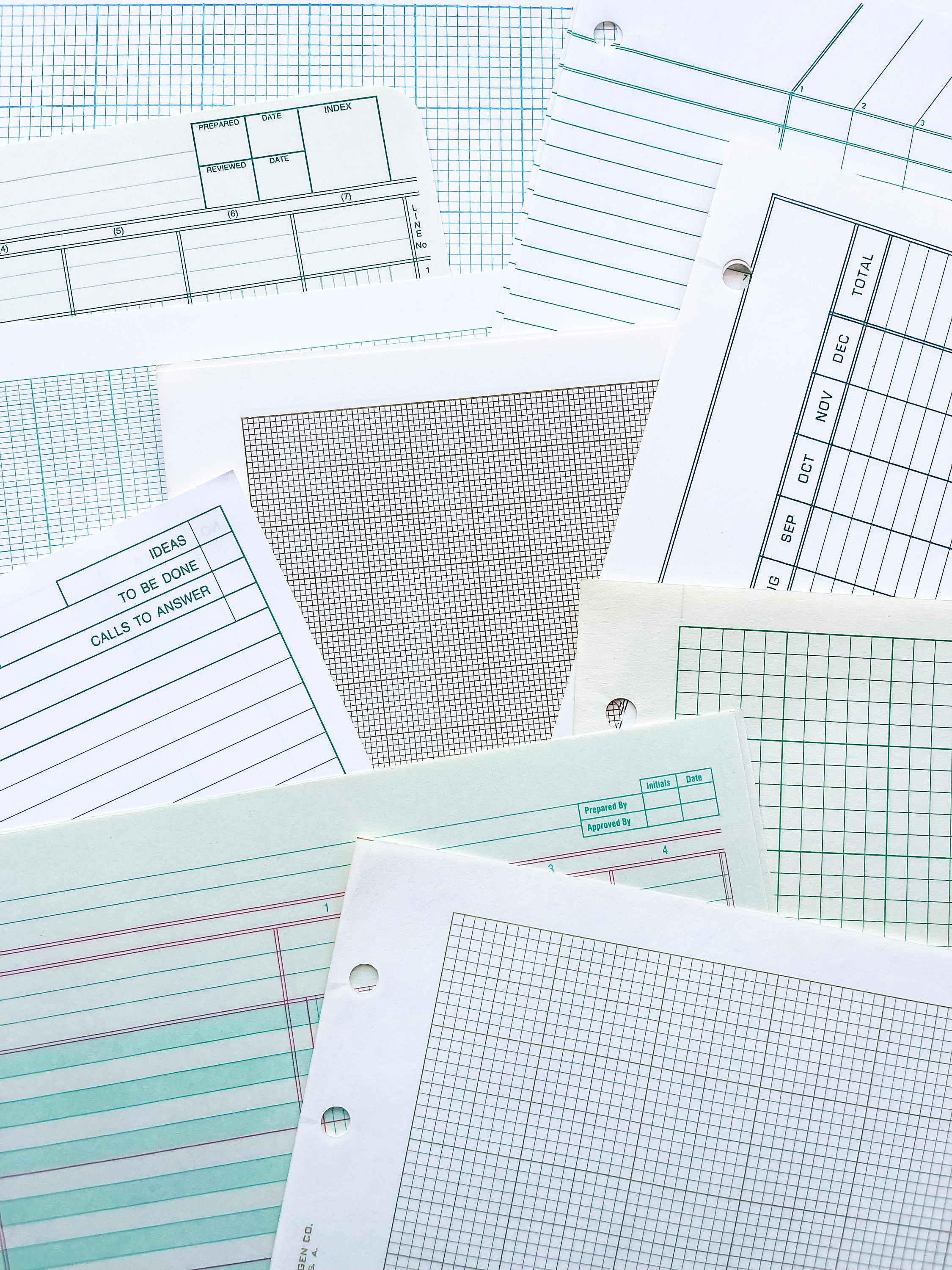 20 Piece Full Sheet Graph Paper Variety Pack - Vintage Paper Variety ...