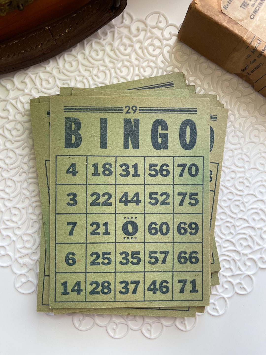 Vintage Green BINGO Cards Set of 5 Ephemera Vintage Paper Vintage ...