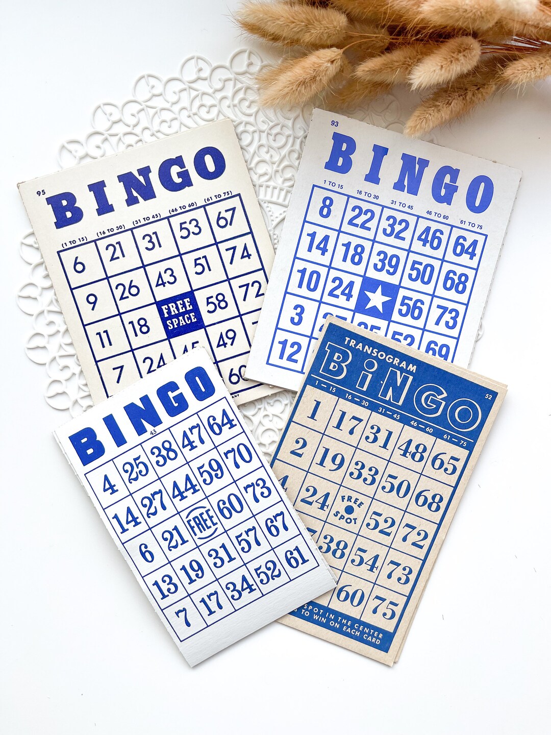 Blue BINGO Card Variety Pack - Set of 8 - Ephemera - Vintage Paper ...