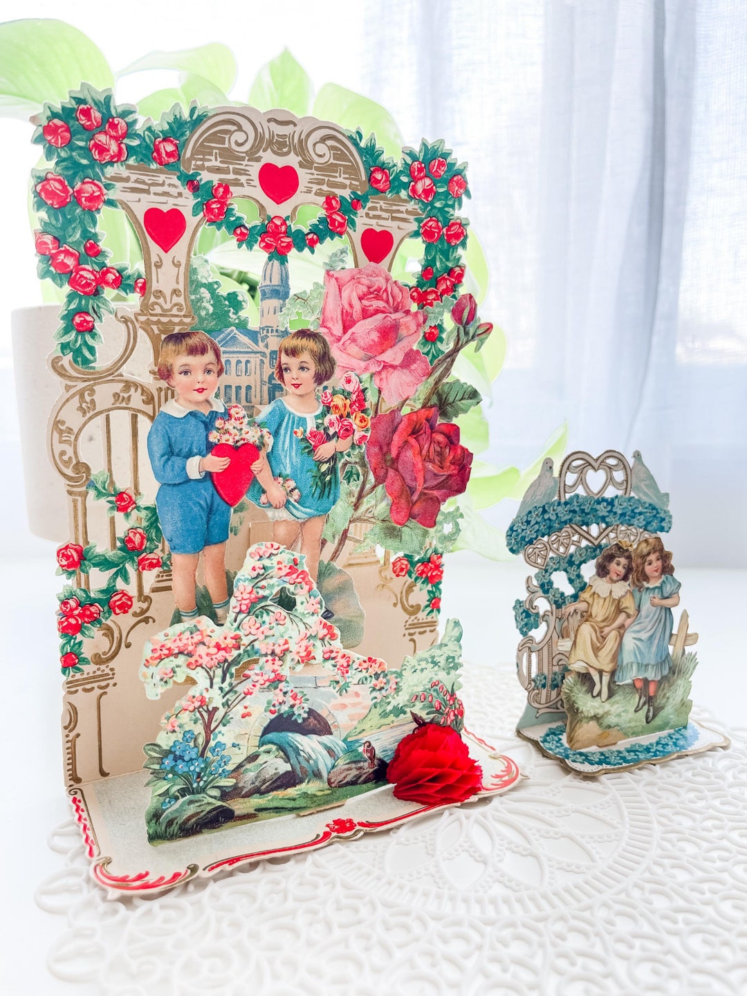 2 Early 1900's Die Cut German Valentine's Day Cards Pop up Cards Junk ...