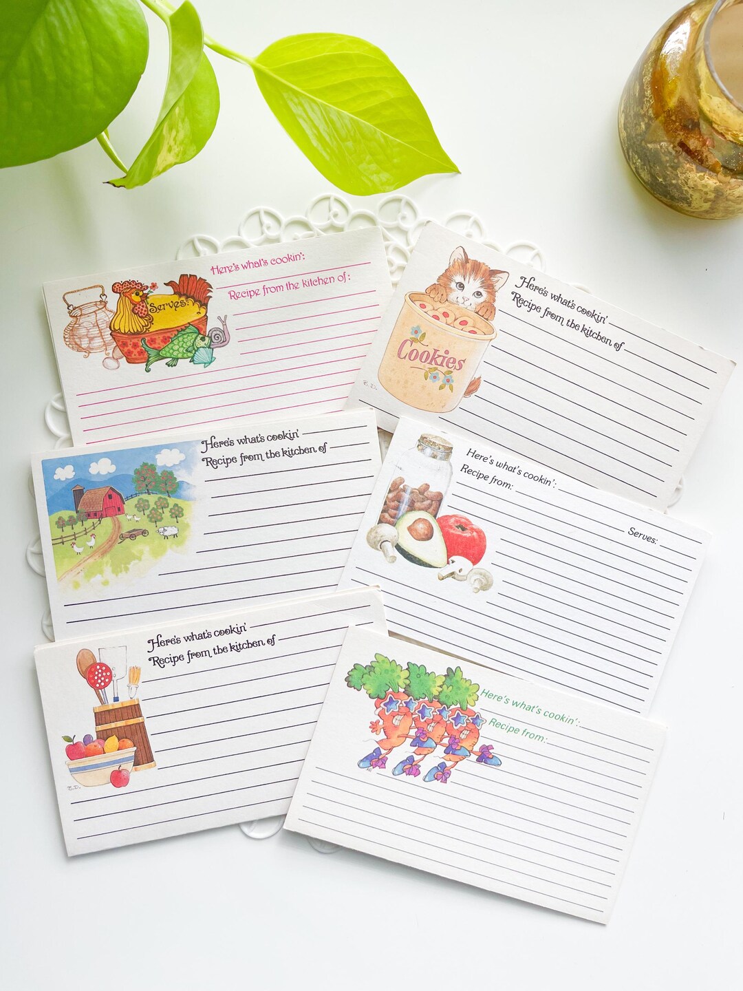 6 Vintage Folded Recipe Card Variety Pack - Ephemera - Junk Journal ...