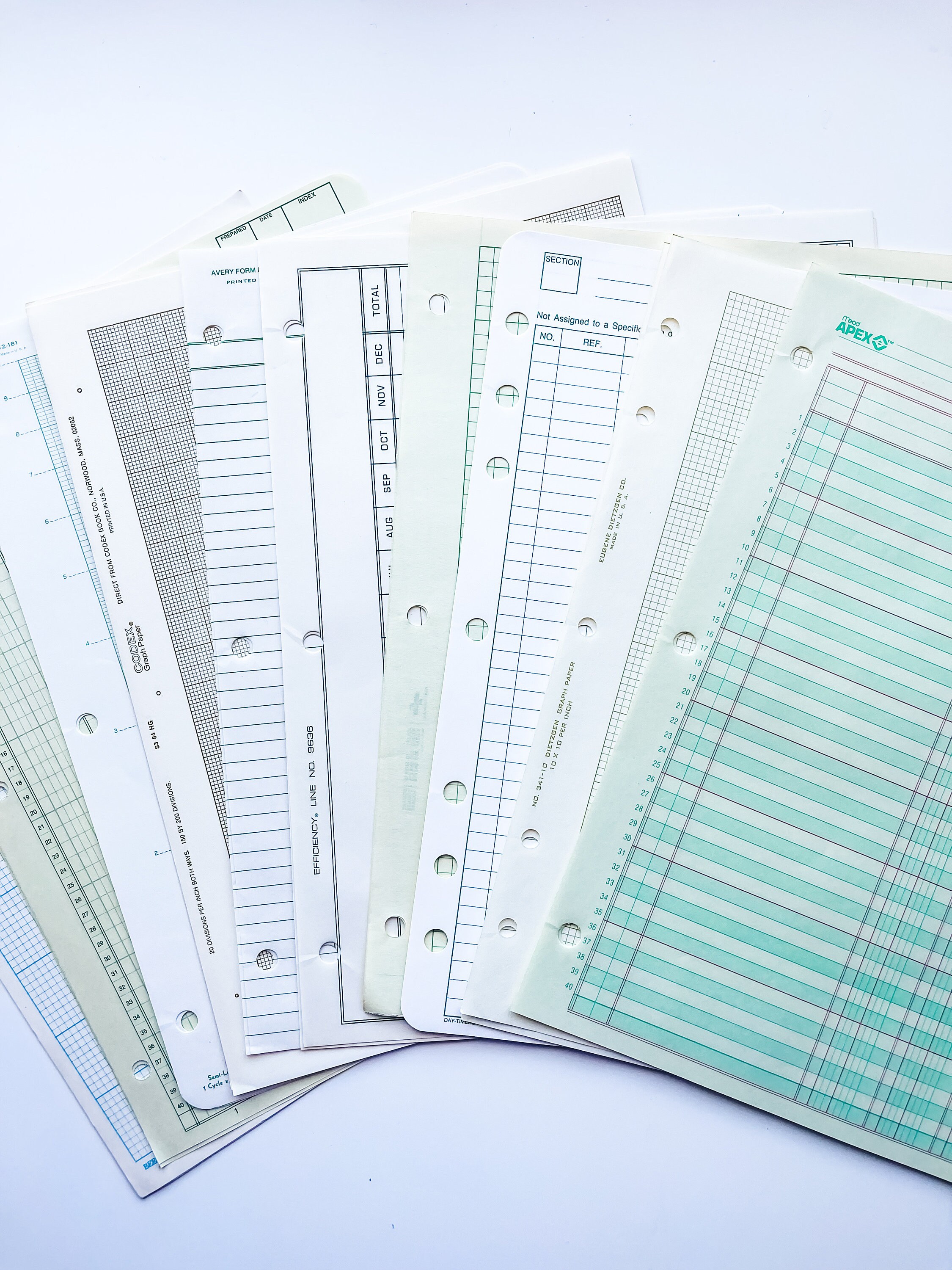 20 Piece Full Sheet Graph Paper Variety Pack - Vintage Paper Variety ...