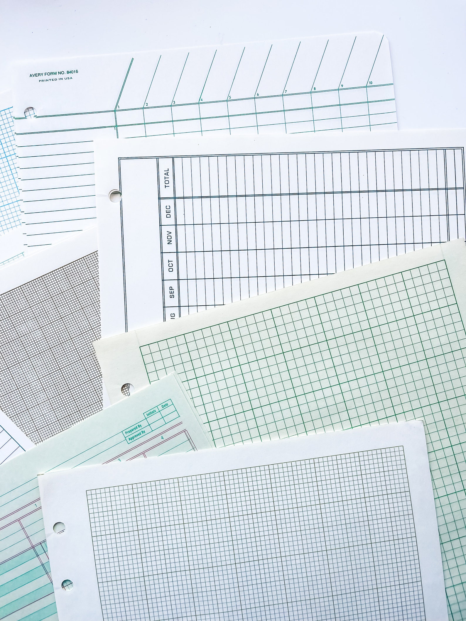 20 Piece Full Sheet Graph Paper Variety Pack - Vintage Paper Variety ...