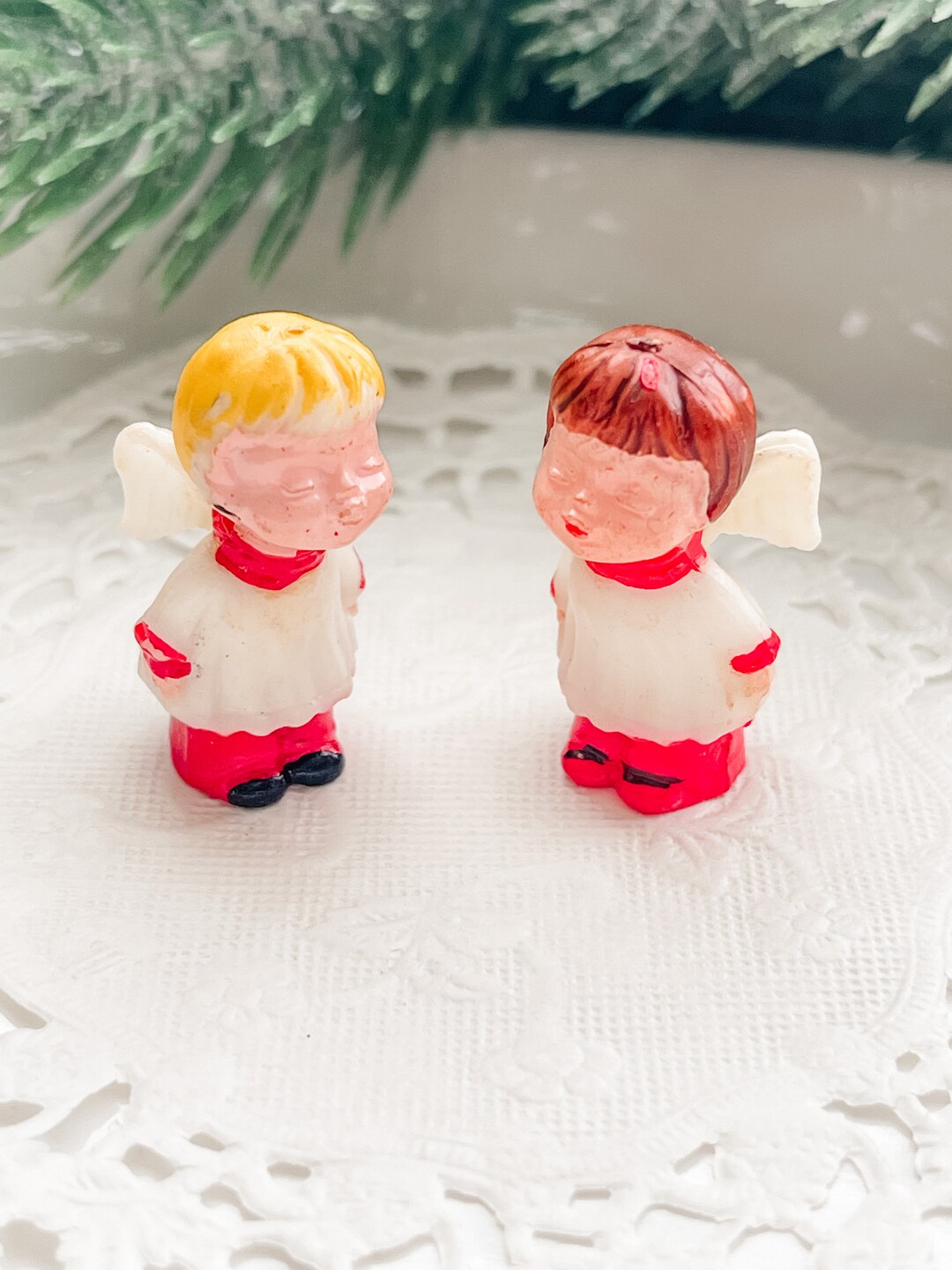 2 Vintage Plastic Christmas Angels Mini Figures Christmas - Etsy
