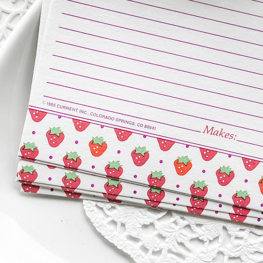 6 Vintage Current Strawberry Recipe Cards - Ephemera - Junk Journal ...