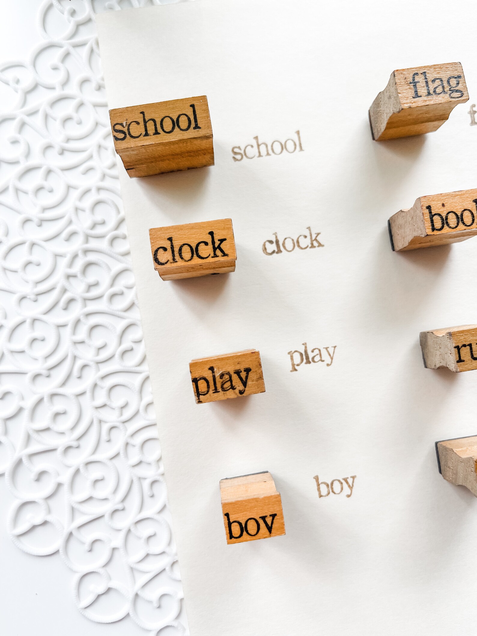 School-themed Word Stamp Pack - Vintage Wooden Handled Rubber Stamps ...