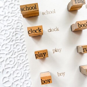 School-themed Word Stamp Pack - Vintage Wooden Handled Rubber Stamps ...