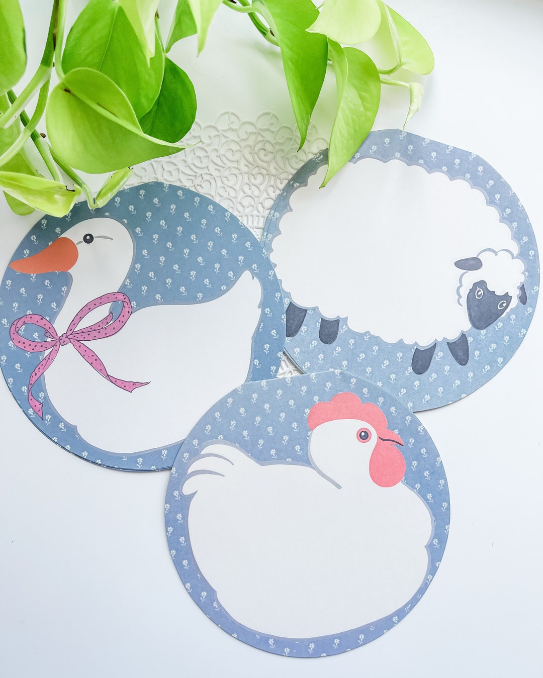 Vintage 1980s Country Stationery Variety Pack: Round Animal Designs - Etsy