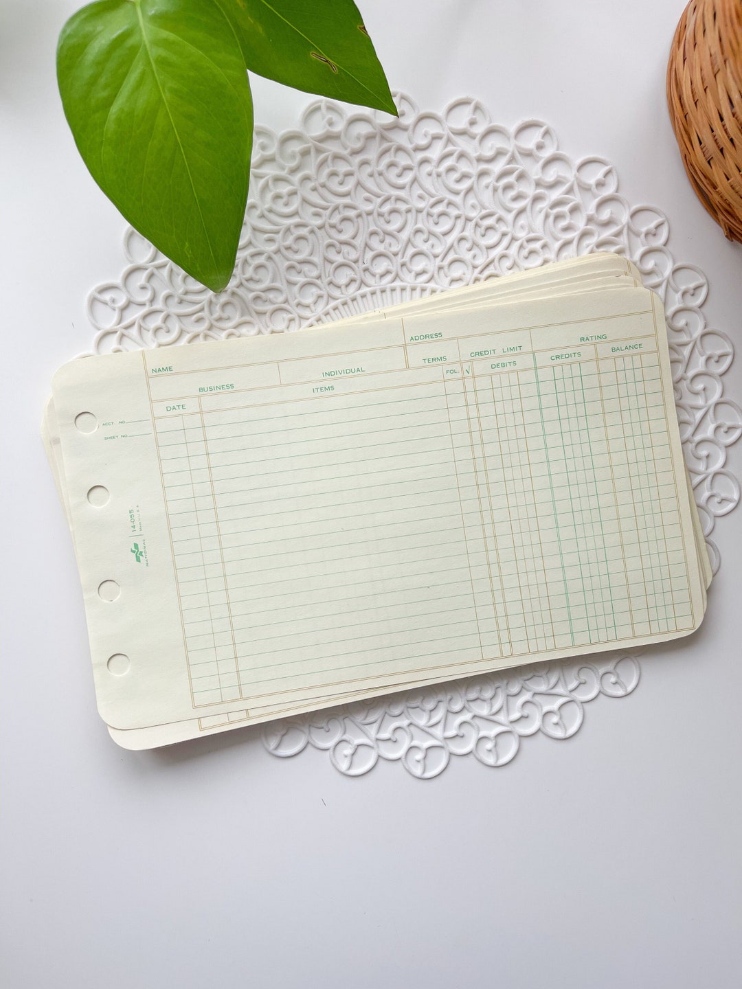 Vintage National Green Ledger Sheets 14-055 15 Sheets Vintage Journal ...