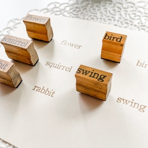Spring-themed Word Stamp Pack - Vintage Wooden Handled Rubber Stamps ...