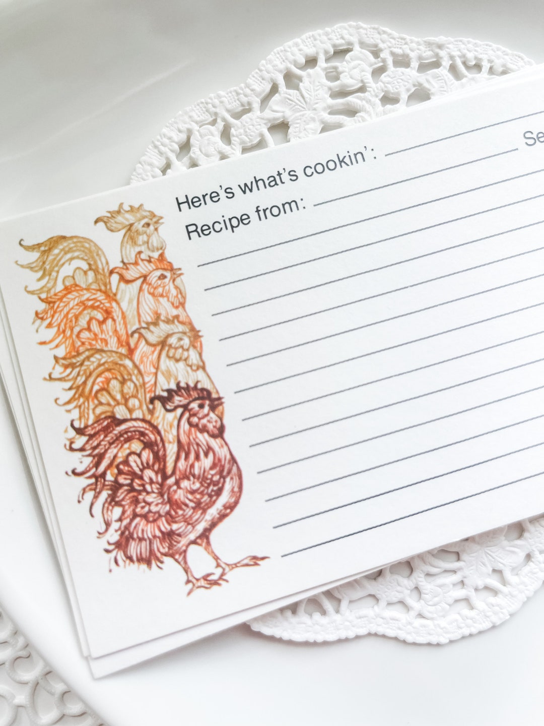 6 Vintage Current "roosters" Recipe Cards - Ephemera - Junk Journal ...