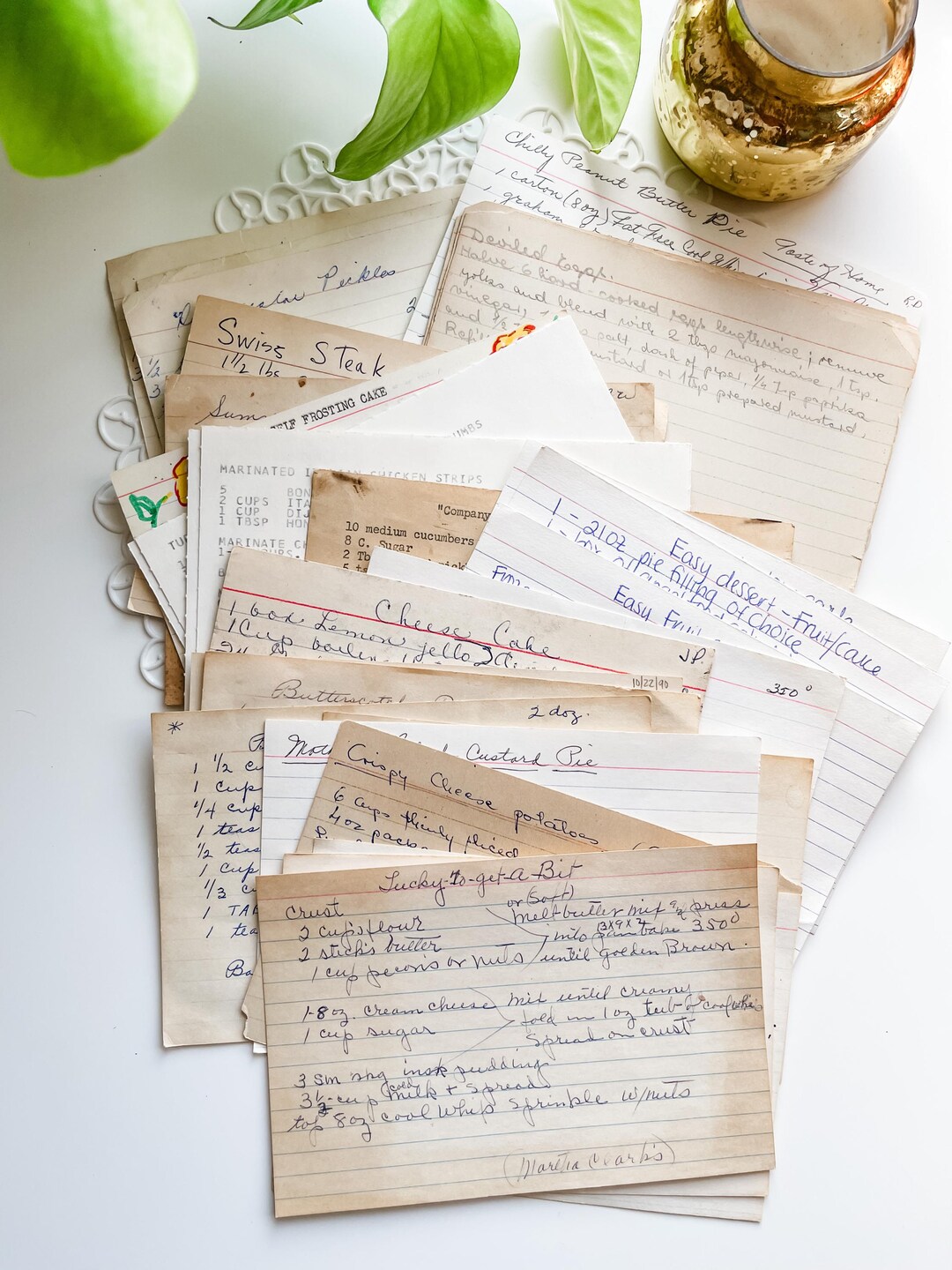30 - Large Vintage Handwritten and Typed Recipe Cards - Ephemera - Junk ...