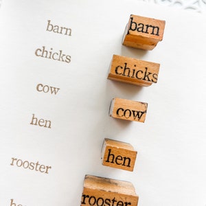 Farm-themed Word Stamp Pack - Vintage Wooden Handled Rubber Stamps ...