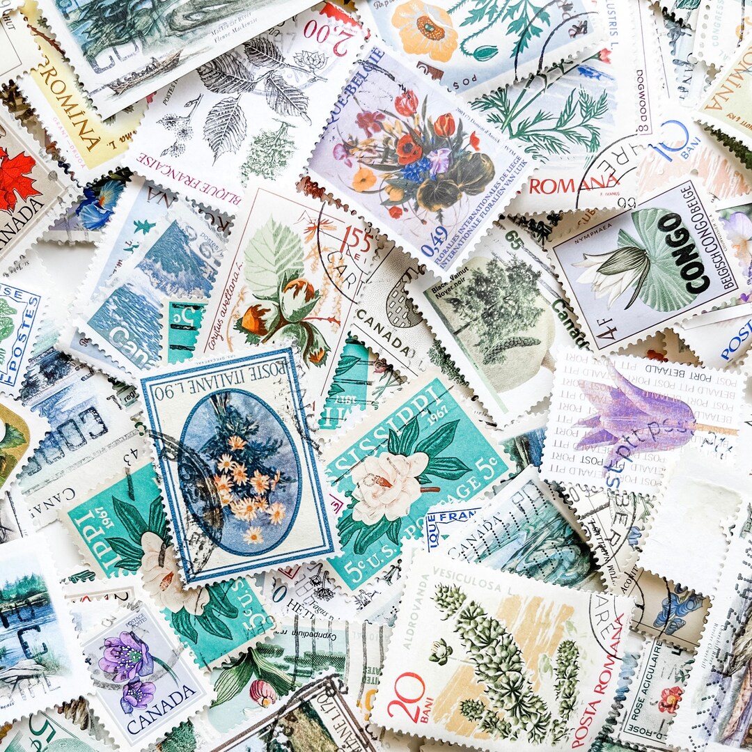 Vintage Floral/nature Canceled Stamps - Random Set of 15 - Scrapbooking ...