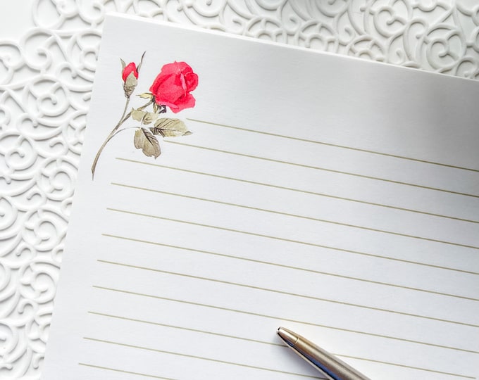 8 Pretty Vintage Rose Stuart Hall Stationery Sheets - Vintage Paper ...