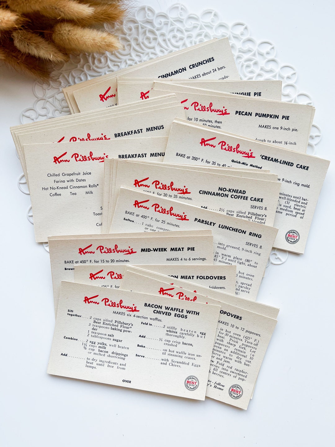 10 Vintage Ann Pillsbury Recipe Cards - Ephemera - Junk Journal ...